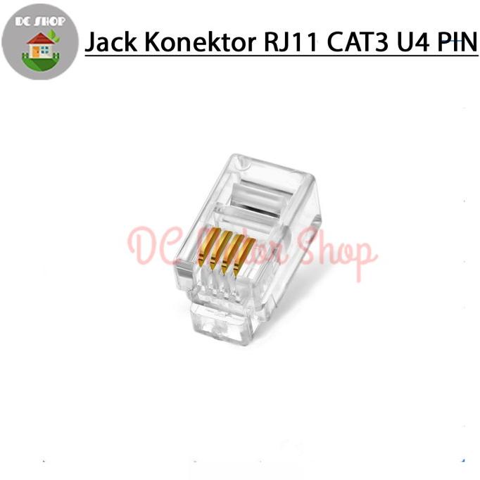 Jual Konektor Modular RJ11 Cat3 4pin Kepala Kabel Telpon / Connector ...