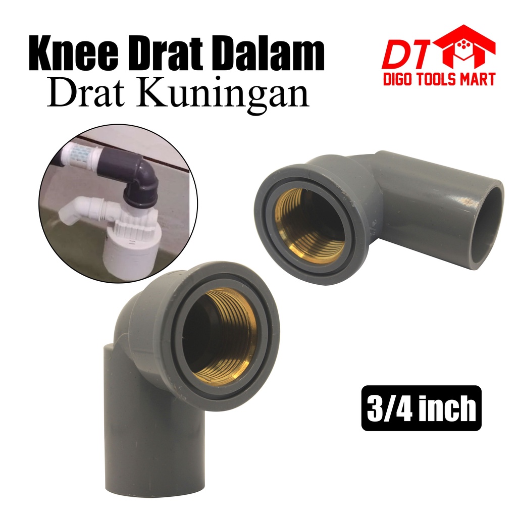 Jual Knee Drat Dalam Drat Kuningan KDD Ukuran 3/4 inci | Shopee Indonesia