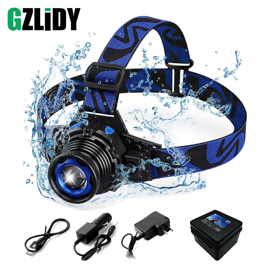 Jual PREORDER Waterproof LED headlamp rechargeable headlight Q5 LED ...