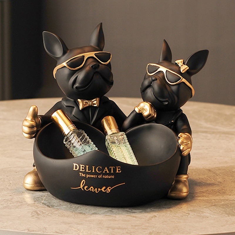 Jual French Bulldog Decor Home Dog Statue Storage Bowl Table Ornaments ...