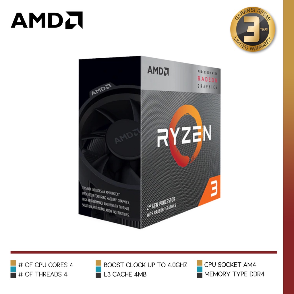 Jual Processor AMD - RYZEN 3 3200G Picasso AM4 4 Core RX Vega 8 CPU ...