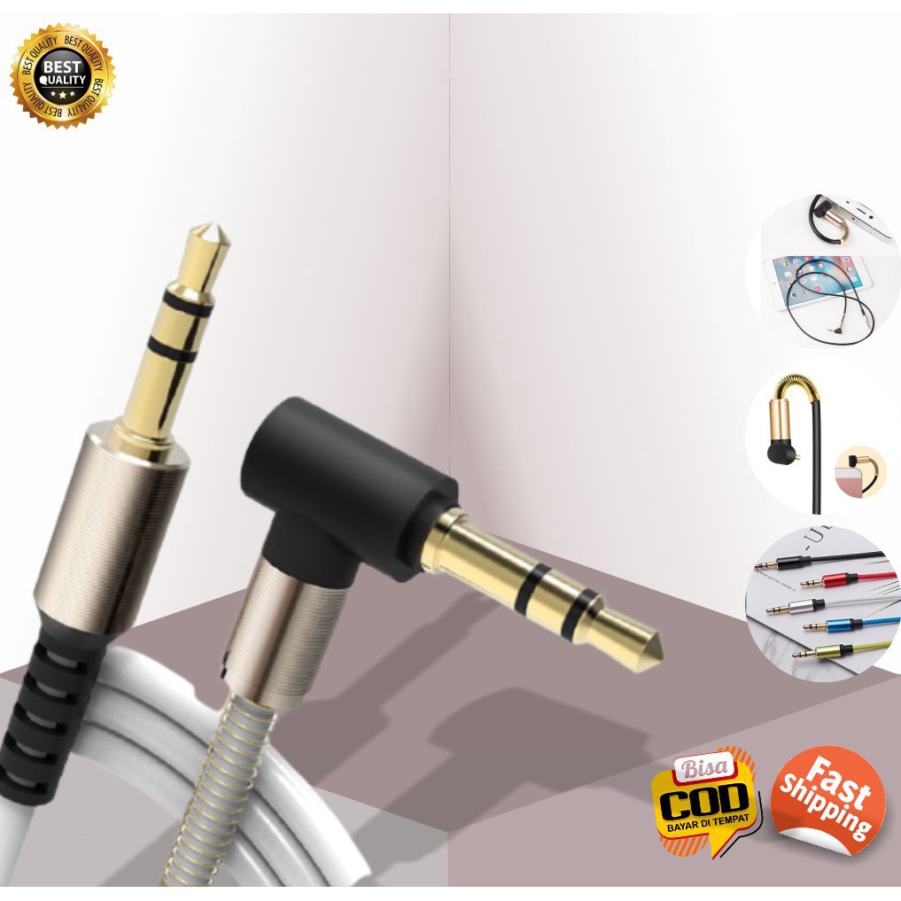 Jual AUX Cable L Shape 1 Meter Kabel Audio Jack Stereo 3'5mm Premium ...