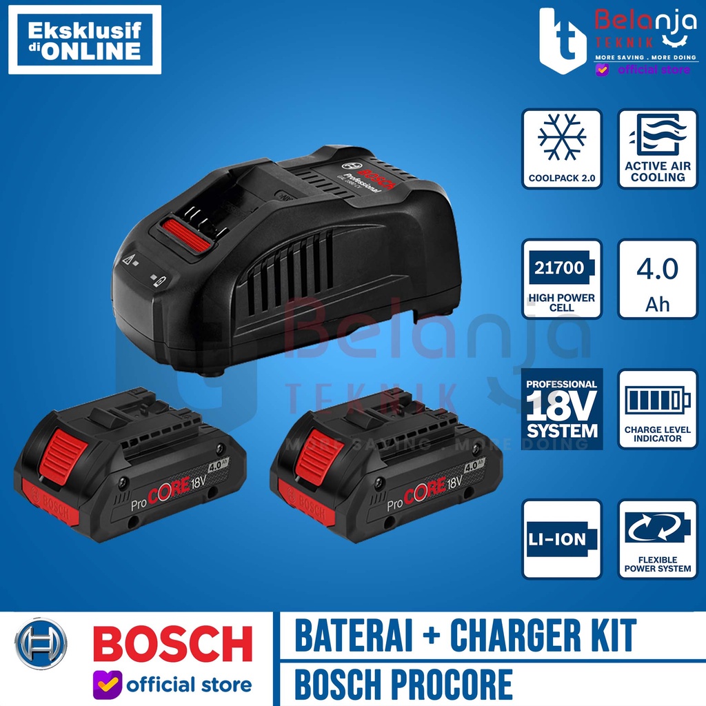 Jual Bosch Starter Kit Procore GAL 1880 CV 18V 4AH Charger Baterai Cordless | Shopee Indonesia