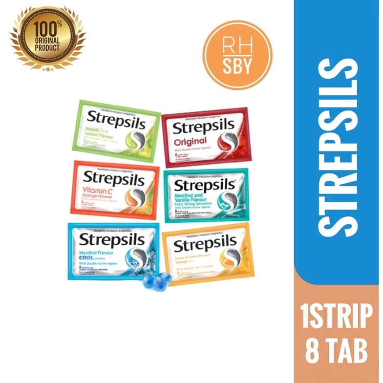 Jual Strepsils 1 Sachet isi 8 Tablet Hisap / Melegakan Tenggorokan ...