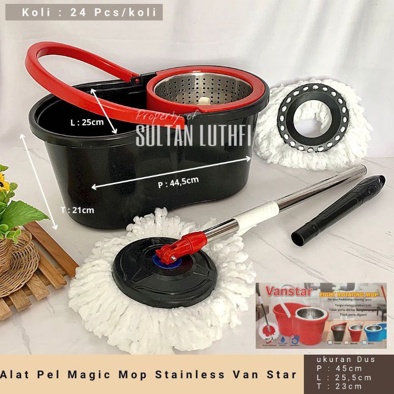 Jual Alat Pel Putar Otomatis Magic Mop Stainless Spin Mop Putar 360 ...