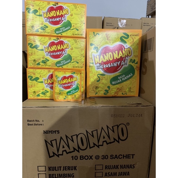 Jual Permen Nano Nano Rasa Rujak Nanas Kemasan 1 box isi 30 bungkus ...