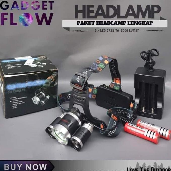 Jual Senter Kepala HeadLamp Lampu LED T6 CREE ( PAKET LENGKAP ) | Shopee Indonesia