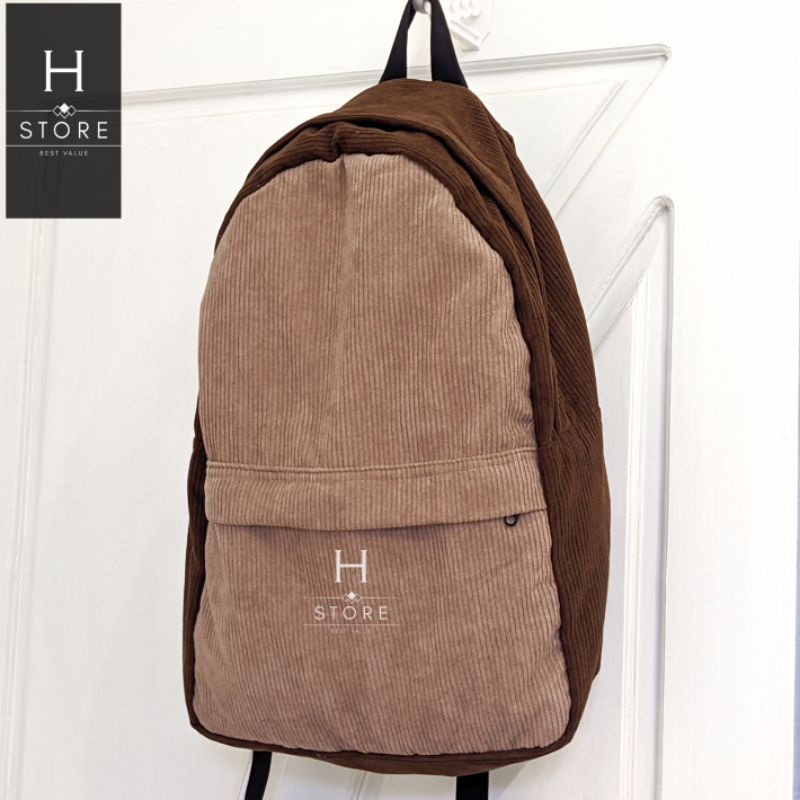 Jual Backpack corduroy tas ransel corduroy tas sekolah | Shopee Indonesia
