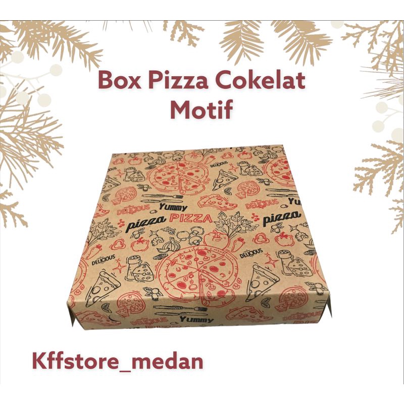 Jual Box / Kotak Pizza Cokelat Motif 22cm (Per pcs) | Shopee Indonesia