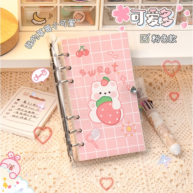 Jual RABBIT BEAR Binder A6 SET PVC dengan loose leaf 100 Lembar GRID ...