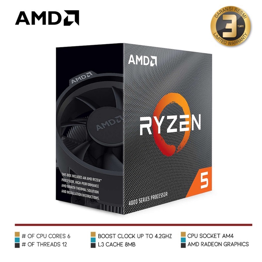 Jual AMD RYZEN 5 4600G 6 Core 12 Threads 3.7GHz Up to 4.2GHz - Socket AM4 | Shopee Indonesia