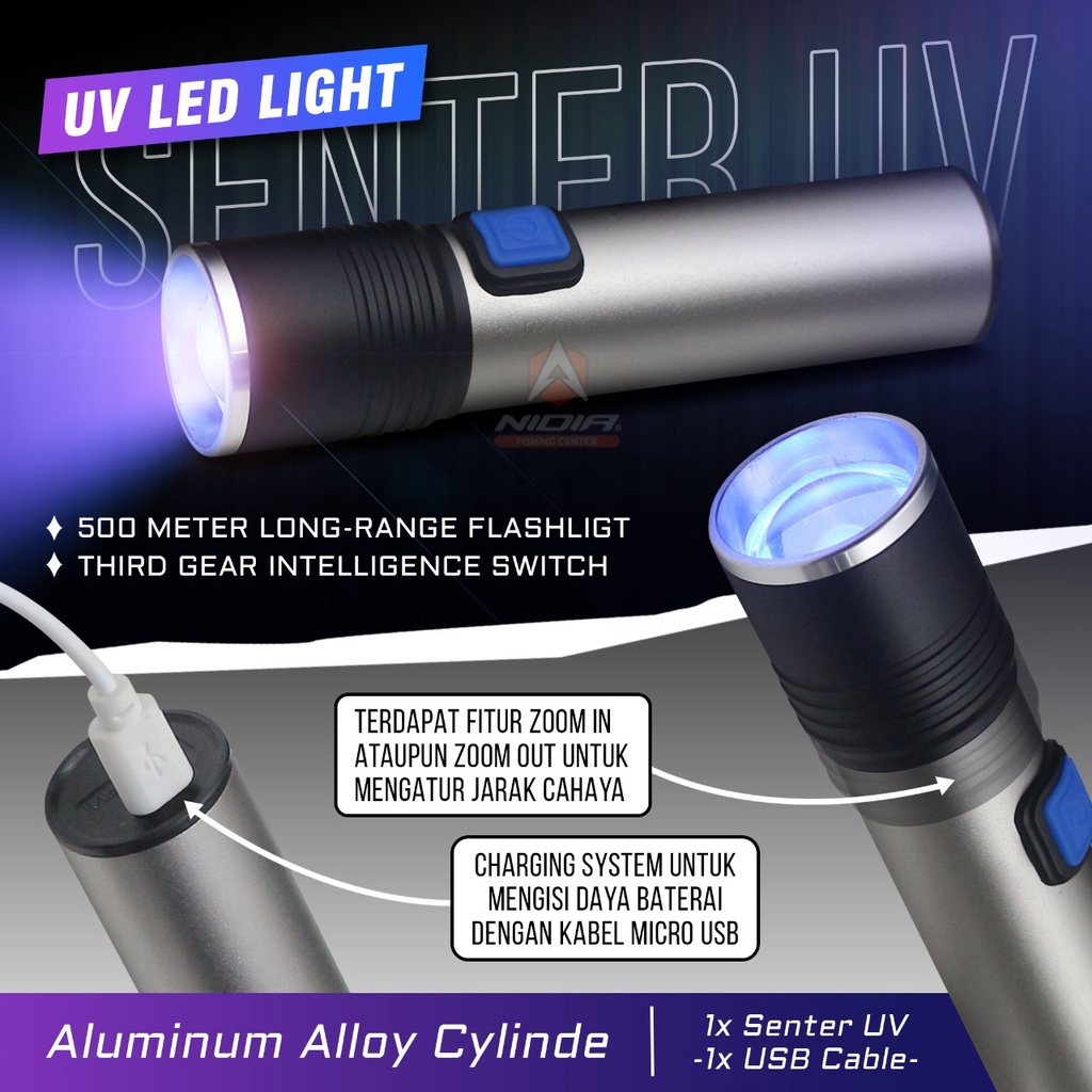 Jual Senter UV LED Rechargeable ultraviolet untuk Assisthook - Metal Jig | Shopee Indonesia