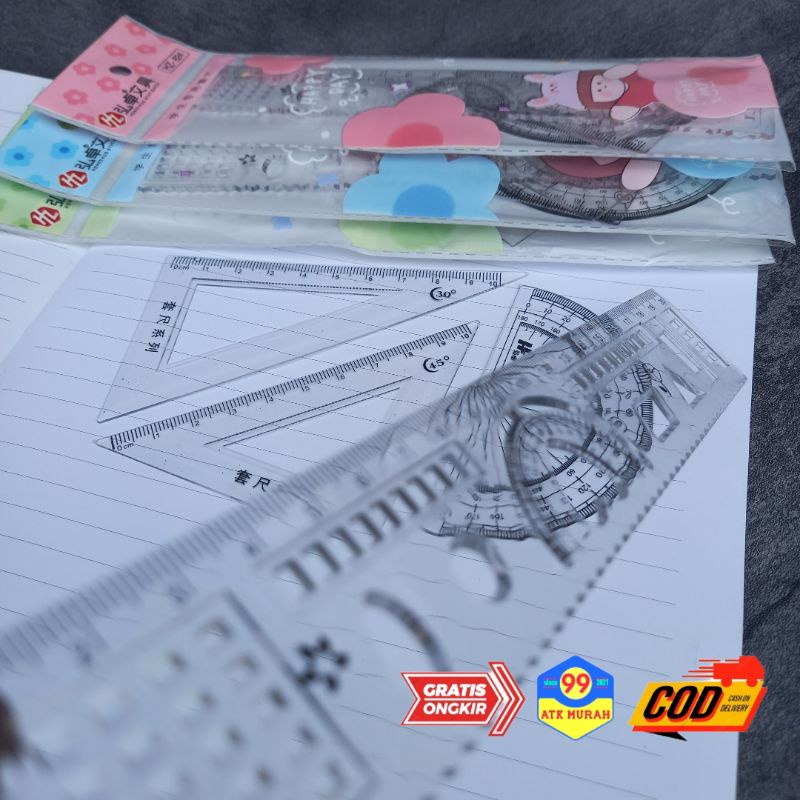 Jual 4 in 1 HZ-824 PENGGARIS SET MIKA/penggaris Busur/penggaris ...