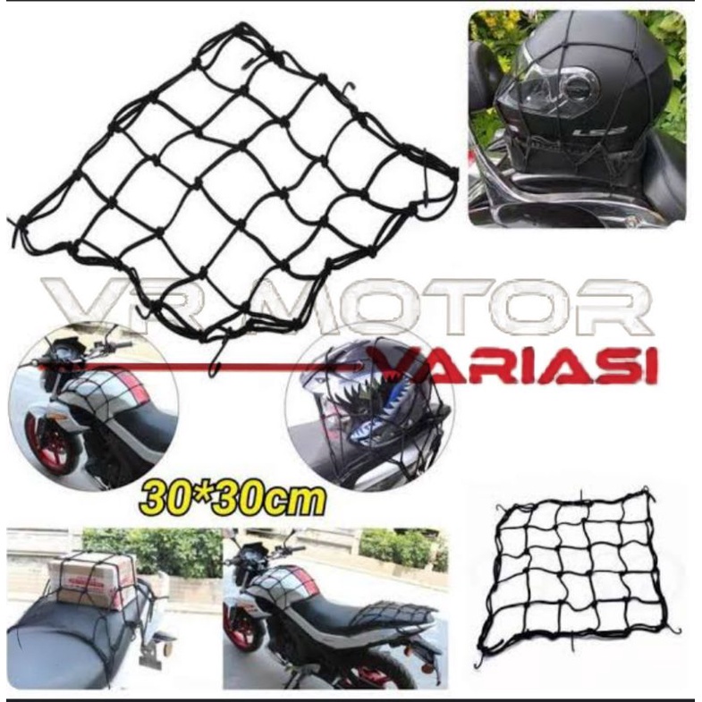 Jual jaring barang jaring helm motor 30 x 30 warna hitam jala jok tali ...