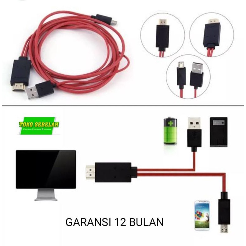 Jual KABEL MHL MIKRO USB TO TV 1meter untuk menyambungkan tampilan hp ...
