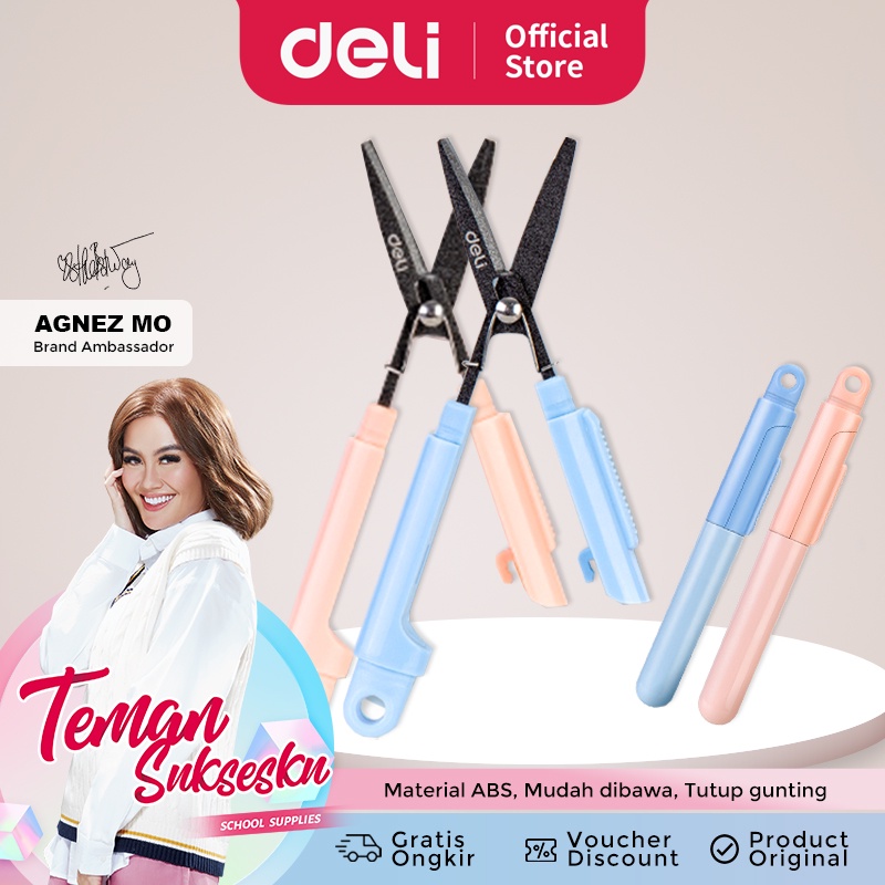 Jual Deli Portable Scissors Gunting Portabel Warna Pink Biru 77761 ...