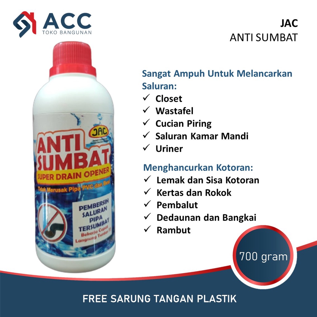 Jual JAC Cairan Anti Sumbat WC 700/ Cairan Anti Mampet Pipa WC / Soda ...