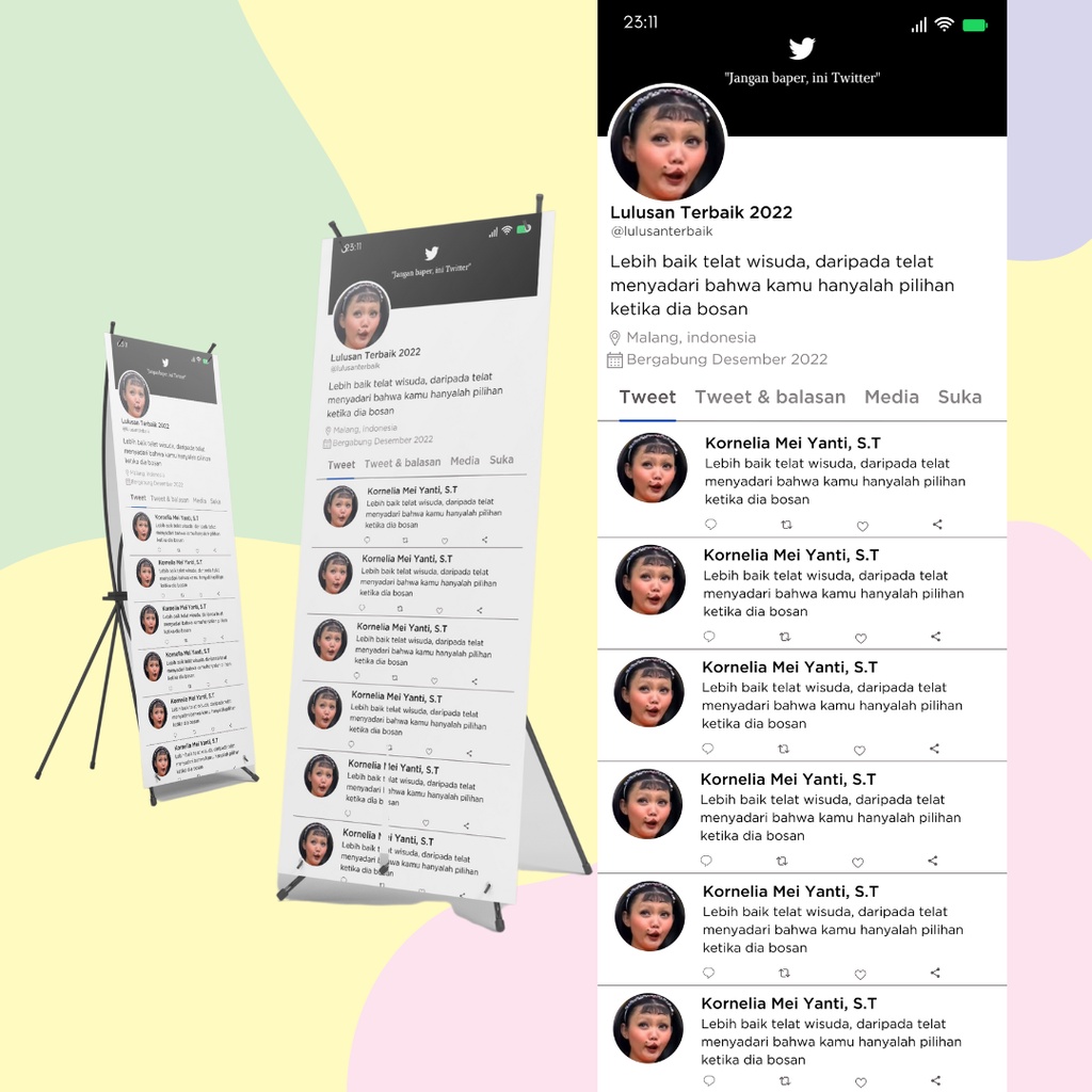 Jual CETAK BANNER WISUDA TWITTER [X-BANNER UKURAN 160x60] | Shopee ...