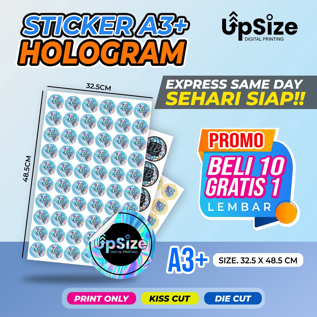 Jual EXPRESS SAME DAY | 1 HARI SIAP | CETAK STIKER HOLOGRAM CUT A3 ...