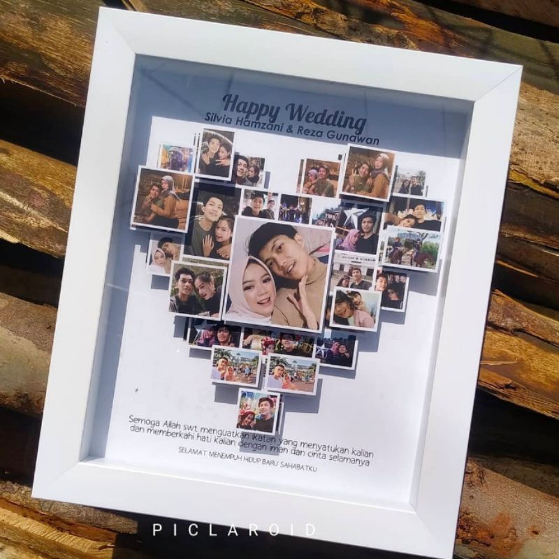 Jual 30x25cm lampu hias love mozaik foto LED scrap box bingkai frame ...