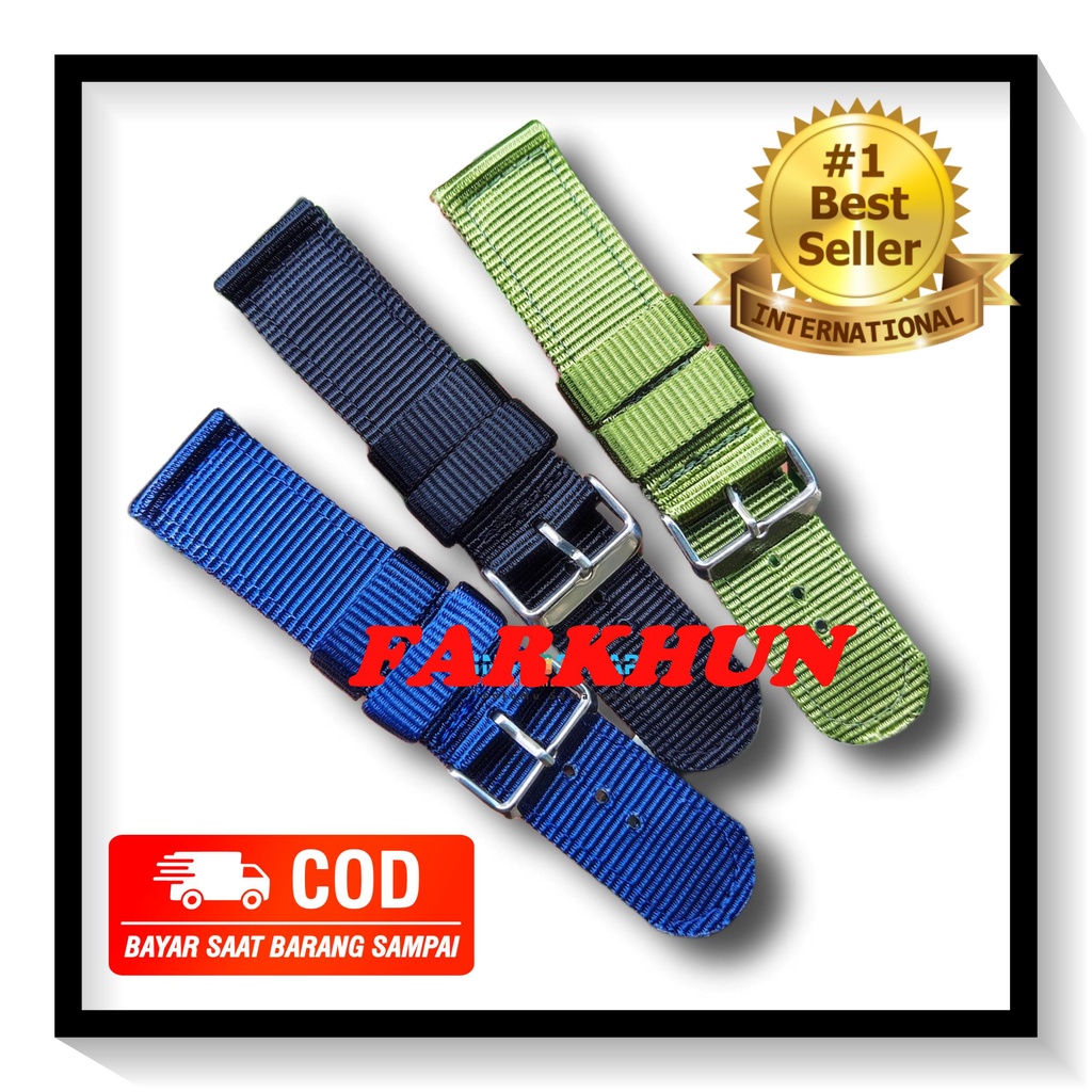 Jual STRAP CANVAS 20 22 24 MM HITAM BIRU HIJAU BAND TALI JAM TANGAN ...