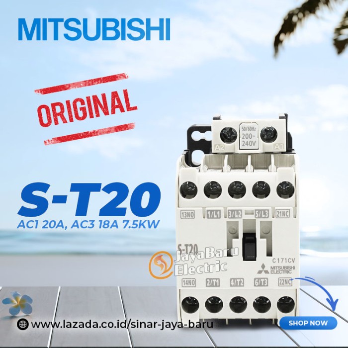 Jual Komponen Listrik Kontaktor / Contactor Mitsubishi S-T20 St20 110V ...