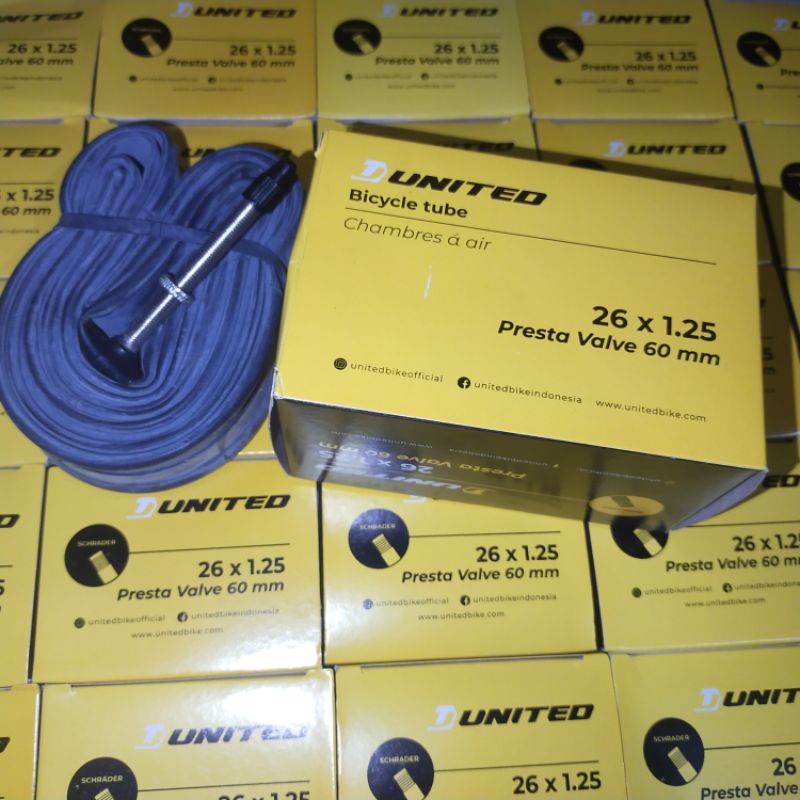 Jual Ban Dalam Sepeda 26 x 1.25 United FV 60 mm Presta Valve | Shopee Indonesia