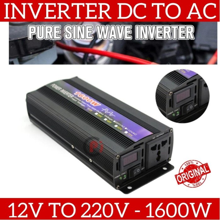 Jual Inverter 1600W Pengubah Arus DC 12V ke AC Listrik 220V Pure Sine ...
