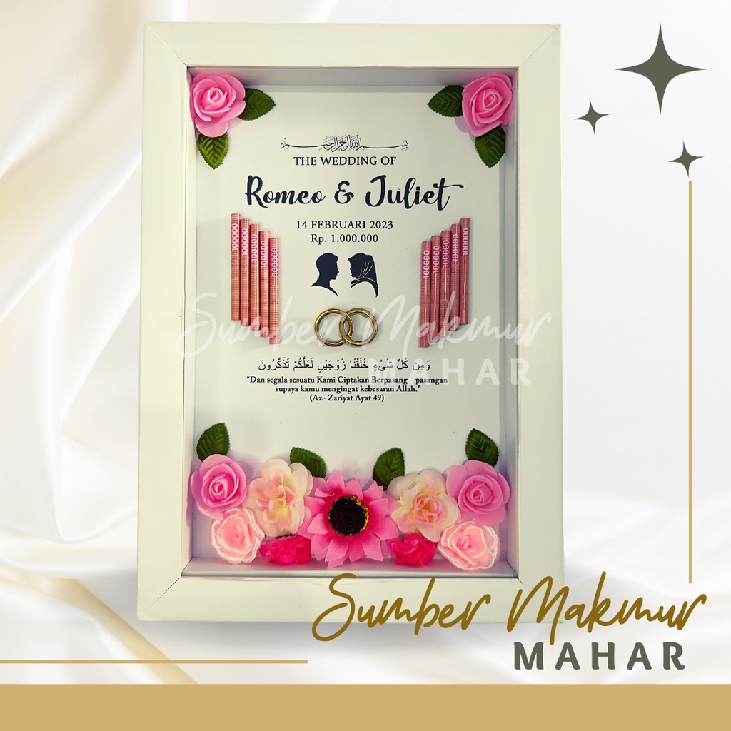 Jual Mahar Pernikahan Bingkai Simple Modern Rustic uk 20x30 | Shopee ...