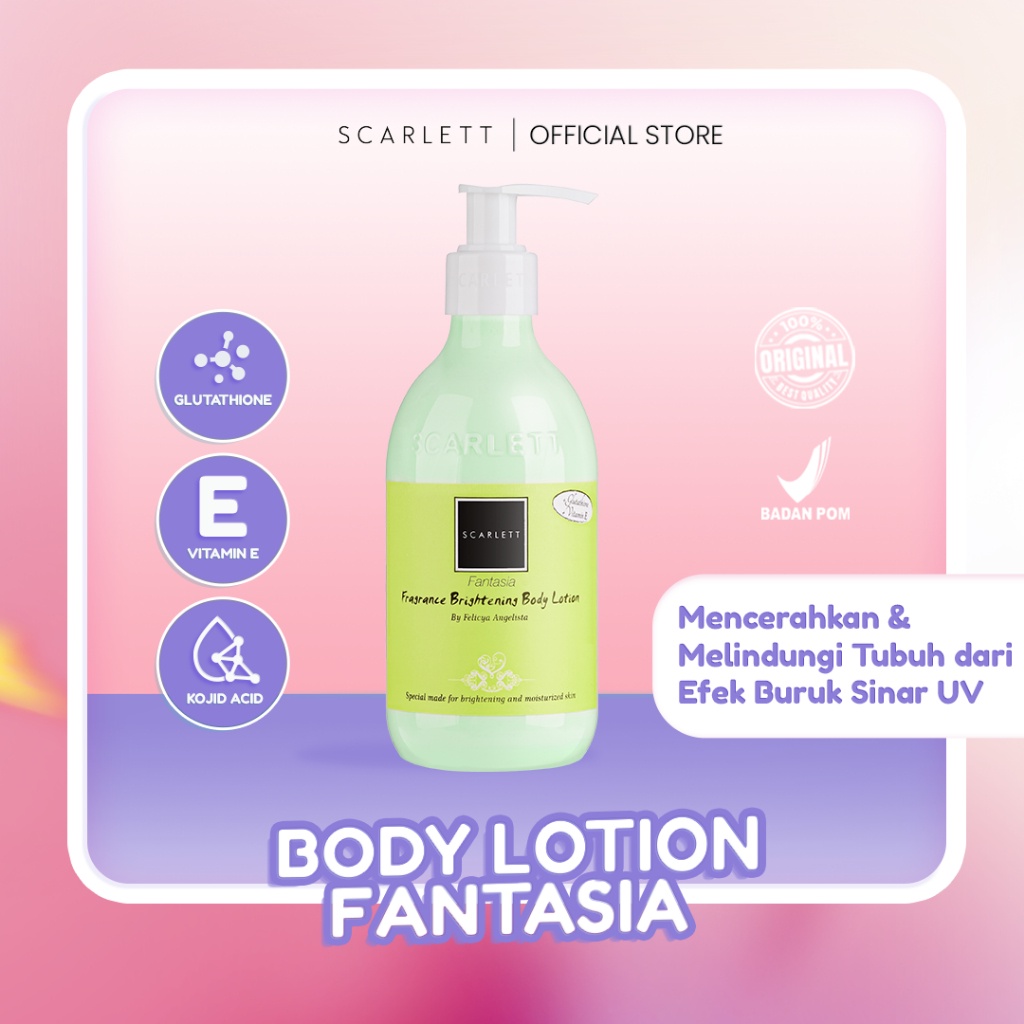 Jual SCARLETT BODY LOTION SCARLETT WHITENING FANTASIA FOR BRIGHTENING ...