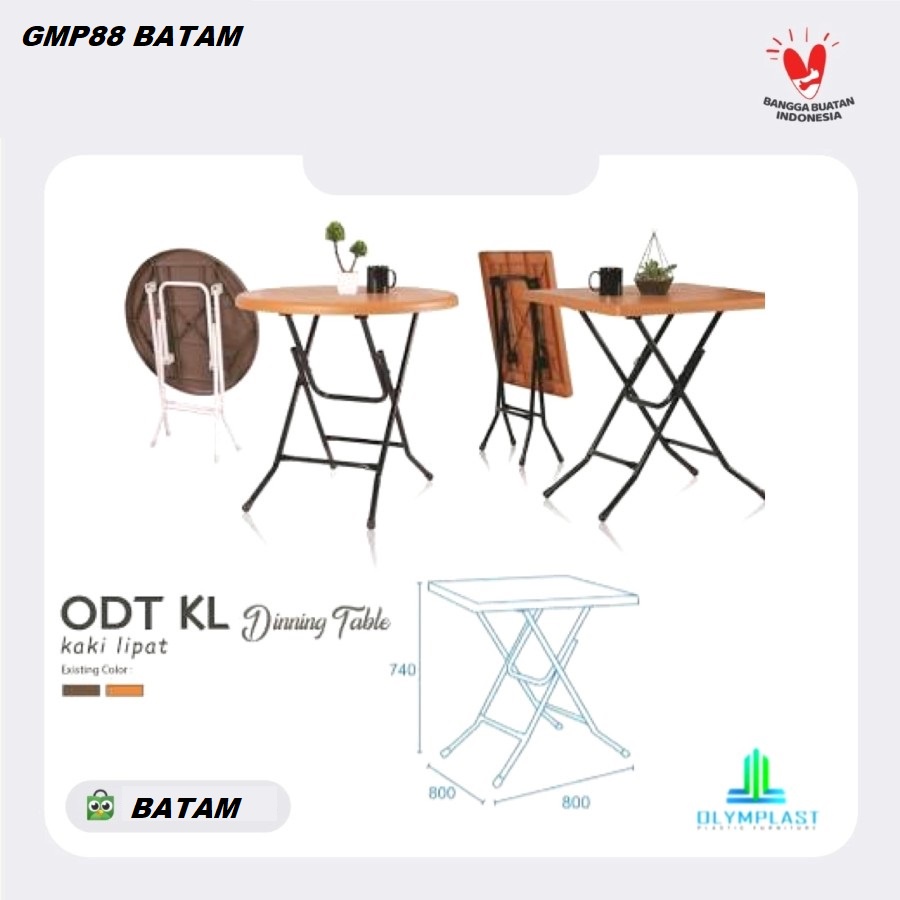 Jual Meja Makan Cafe Meja Lipat Plastik Kaki Besi ODT SQUARE KL ...