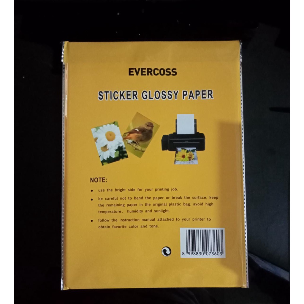 Jual EVERCOSS 120 STICKER GLOSSY PAPER A4 / Kertas Foto murah | Shopee ...