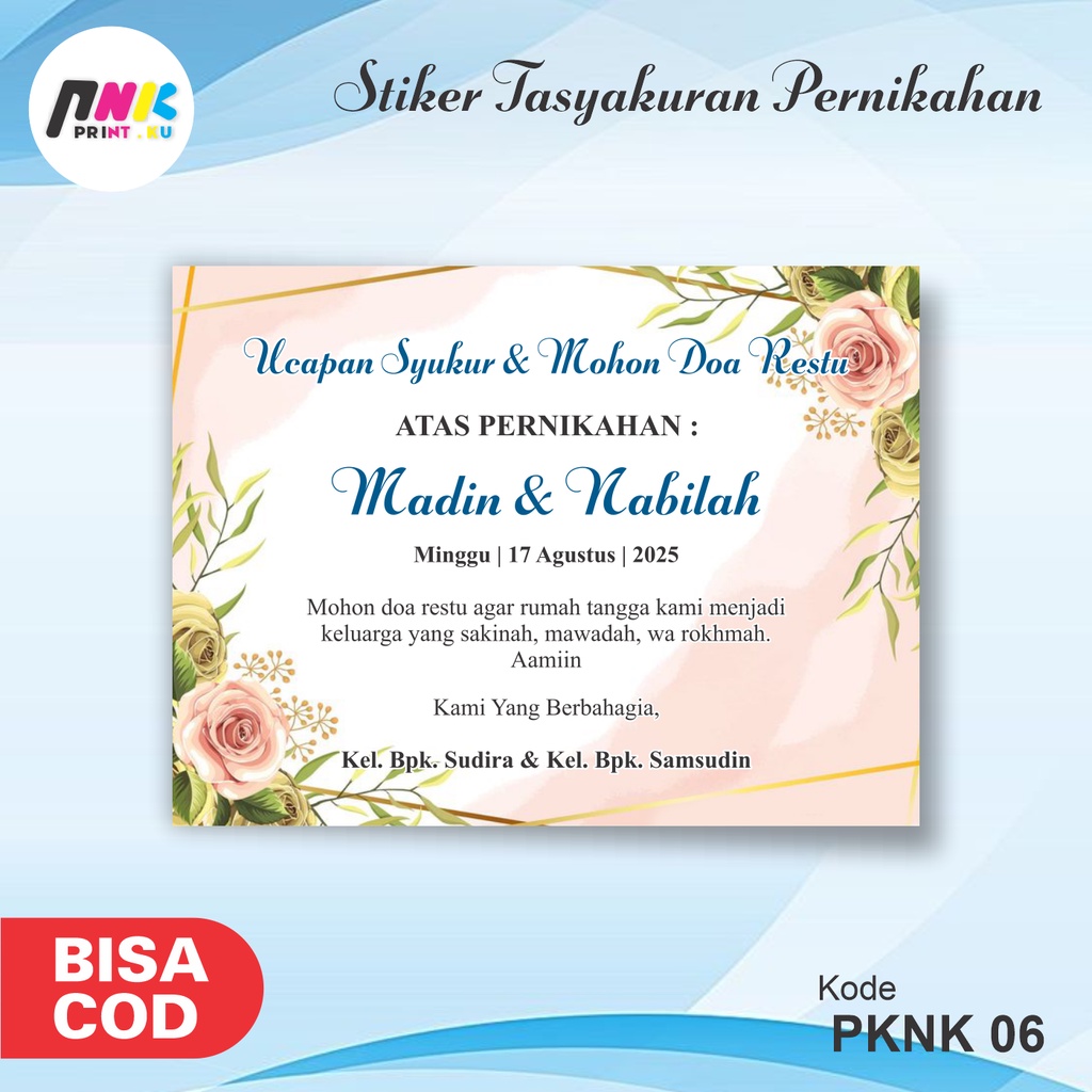 Jual Stiker ucapan syukur / Kartu / Tasyakuran pernikahan / mohon doa restu pernikahan, wedding ...