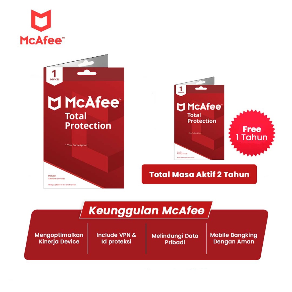 Jual Software Antivirus McAfee Total Protection 1 Device 1 + 1 Tahun ...