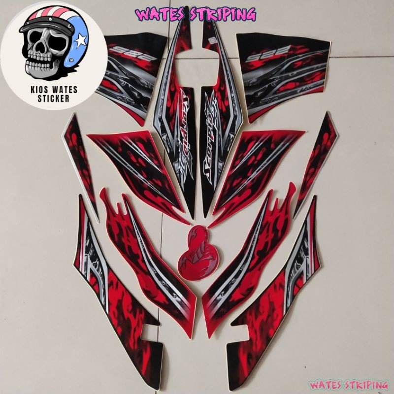 Jual Striping Decal Polet Sticker yamaha scorpio z 2012 merah hitam ...
