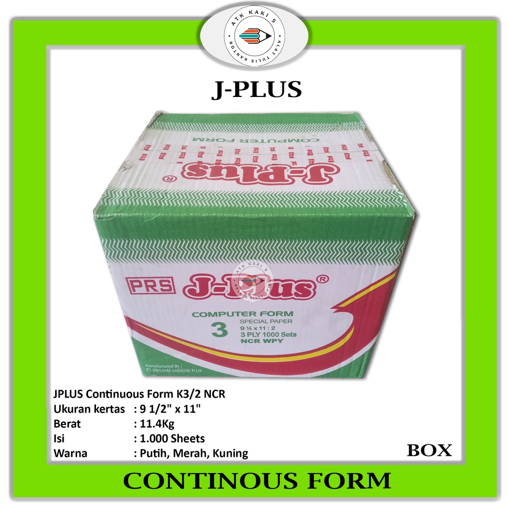 Jual J-PLUS - Continous Form 91/2 x 11 3 Ply/2 ( K3/2 Jplus ) NCR ...