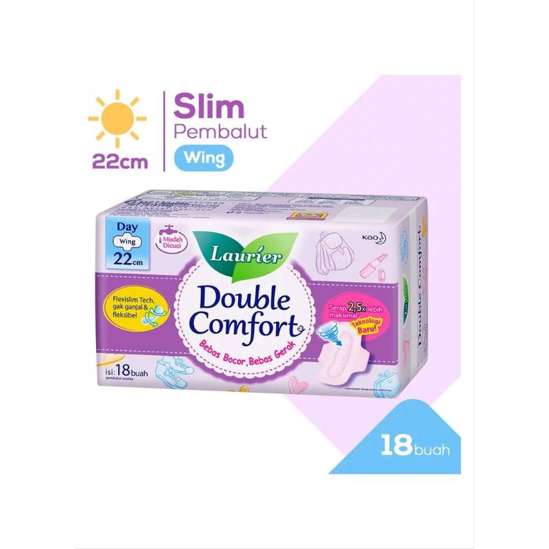 Jual Laurier Double Comfort / Pembalut laurier / Day Wing 22cm /Isi 18 ...