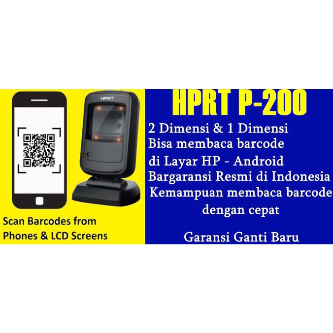 Jual SCANNER BARCODE HPRT P200 / P-200 IMAGER 1D & 2D SCAN QR CODE ...