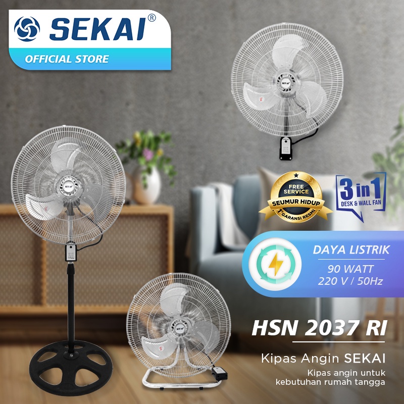 Jual KIPAS ANGIN SEKAI BESI BERDIRI 3 IN 1 REMOTE 20 INCH TYPE HSN 2037 ...