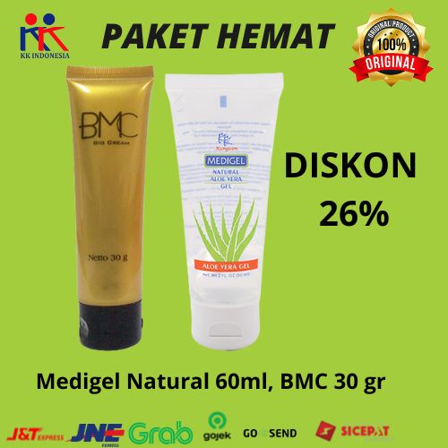 Jual PAKET HEMAT! Medigel Natural Aloevera (60 ml) + BMC Bio Cream (30 ...
