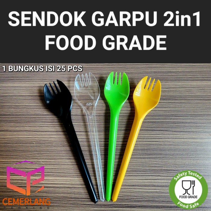 Jual Sendok Garpu Senpu Spork 2in1 2 in 1 Warna Bening Hitam Hijau ...