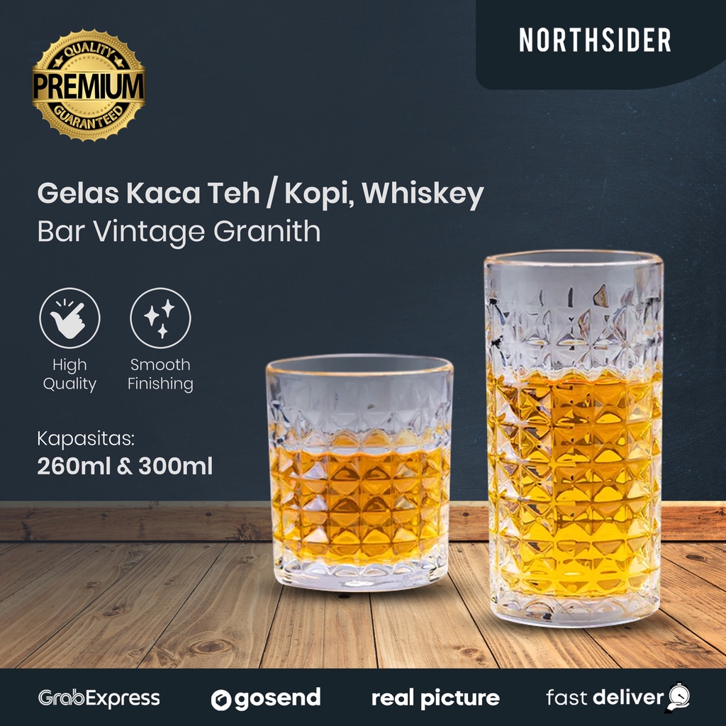 Jual Gelas kaca kopi teh whiskey minuman mocktail bar Vintage Granith - 260ML | Shopee Indonesia