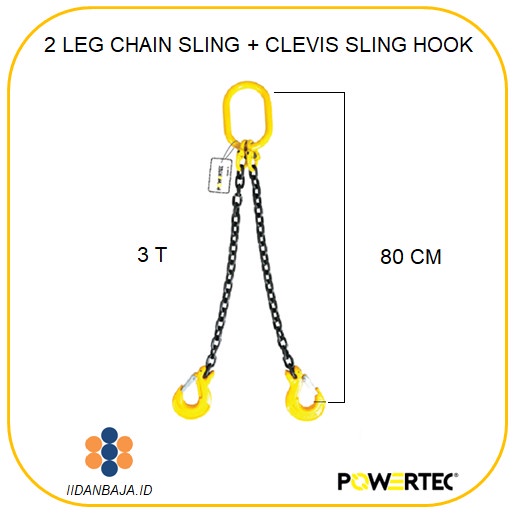Jual Chg 2 Leg Chain Sling + Clevis Sling Hook 3 Ton X 80 Cm ( Rantai 4 ...