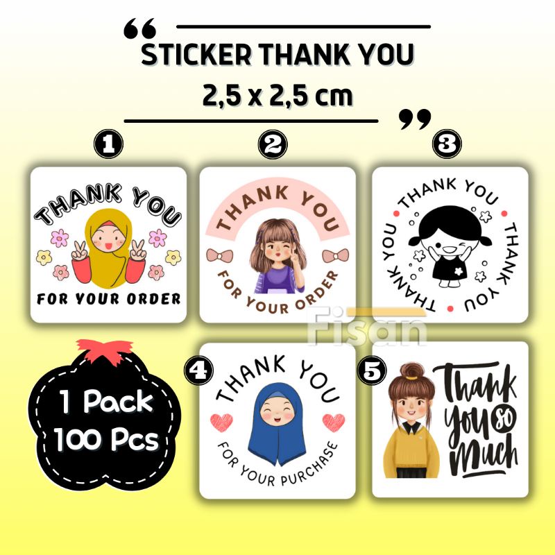 Jual 100 Pcs Sticker Thank You Kotak 2,5 cm | Shopee Indonesia