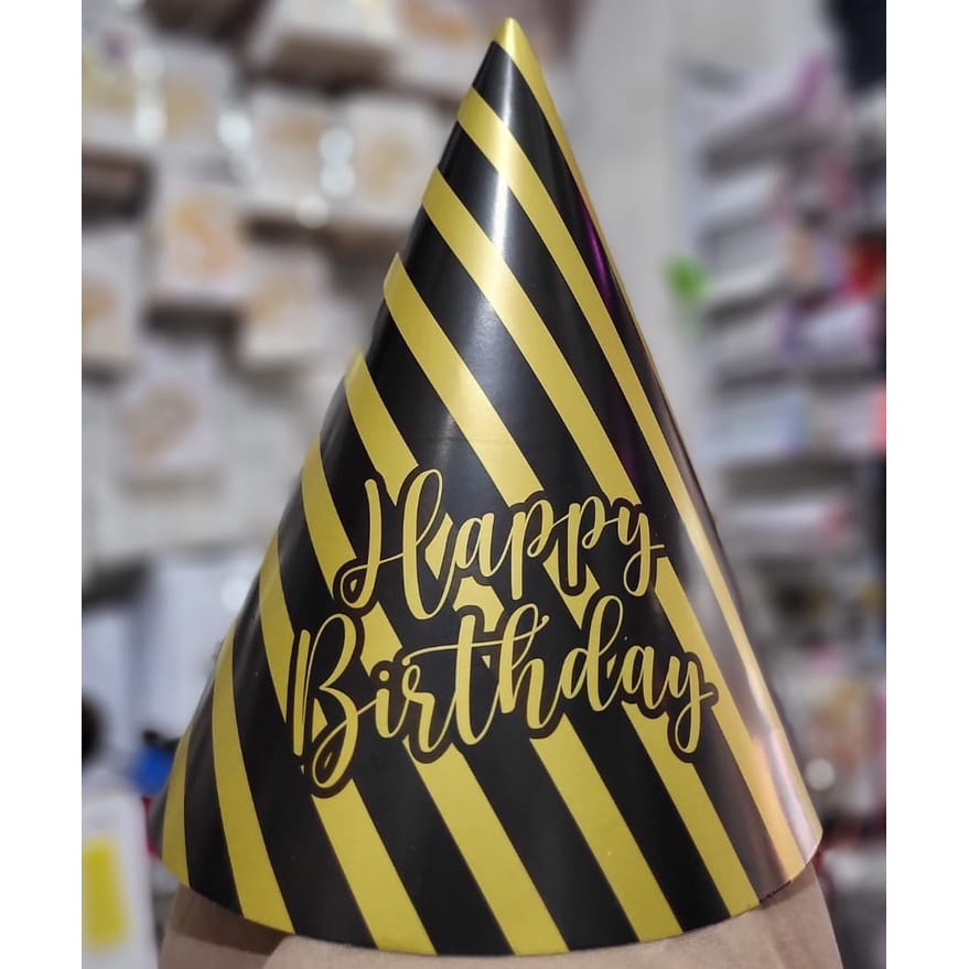 Jual Topi Ulang Tahun Lingkar Kerucut Motif Huruf Gold | Shopee Indonesia