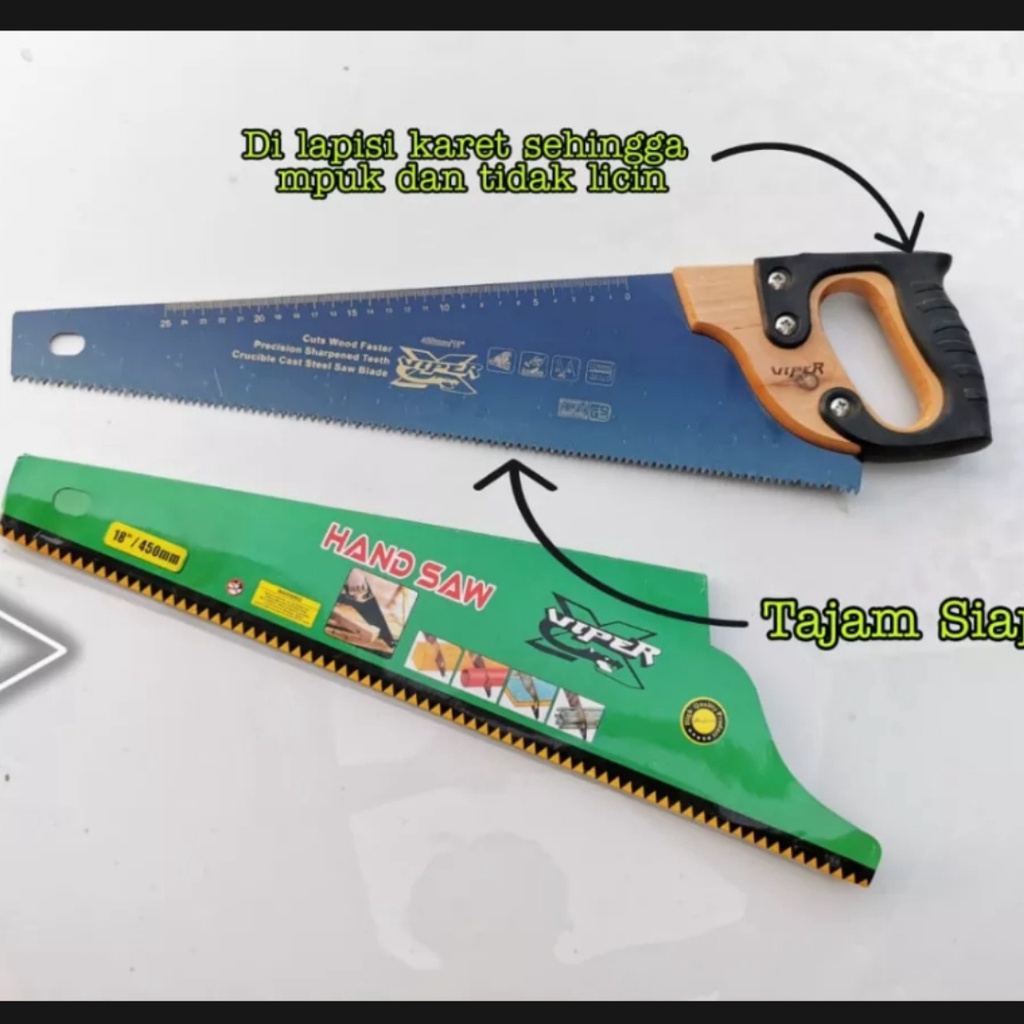 Jual Gergaji viper 18 inch tajam-hand shaw kesat gagang kayumlapis ...