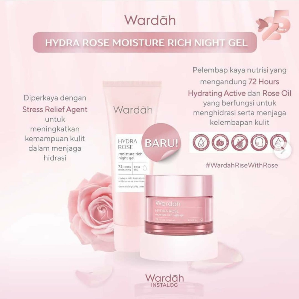Jual Wardah Hydra Rose Moisture Rich Night Gel | Shopee Indonesia