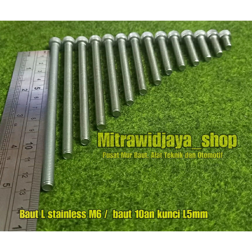 Jual BAUT L STAINLESS STELL M6x20,25,30,40,50,60,70,80,90,100,110,130 A2-70 304 baut 10an baut L ...
