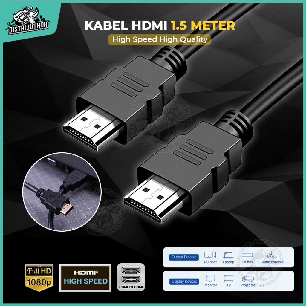 Jual Kabel HDMI To HDMI 1,5Meter Hitam Polos Cable Male To Male Untuk ...
