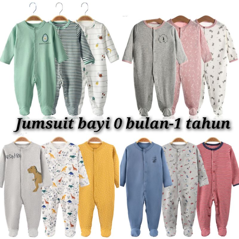 Jual SLEEPSUIT BAYI PREMIUM 3 PCS UMUR 0 BULAN-1 TAHUN | Shopee Indonesia